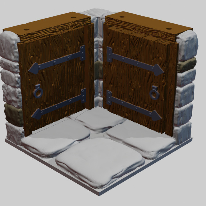 3D Printable Dungeon Stone - Wall on Tile: Corners (Full Set) by Devon ...