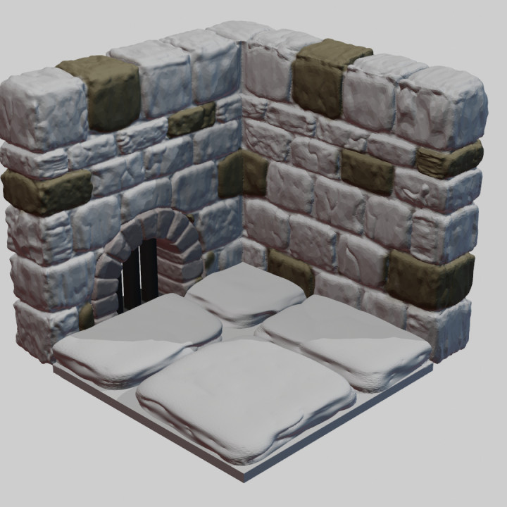 3D Printable Dungeon Stone - Wall on Tile: Corners (Full Set) by Devon ...