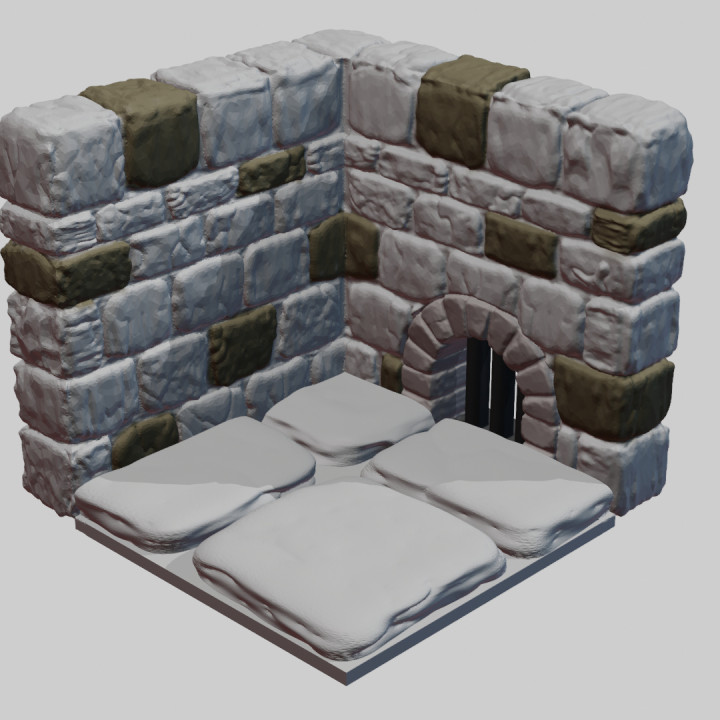 3D Printable Dungeon Stone - Wall on Tile: Corners (Full Set) by Devon ...