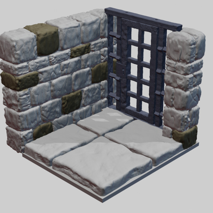 3D Printable Dungeon Stone - Wall on Tile: Corners (Full Set) by Devon ...
