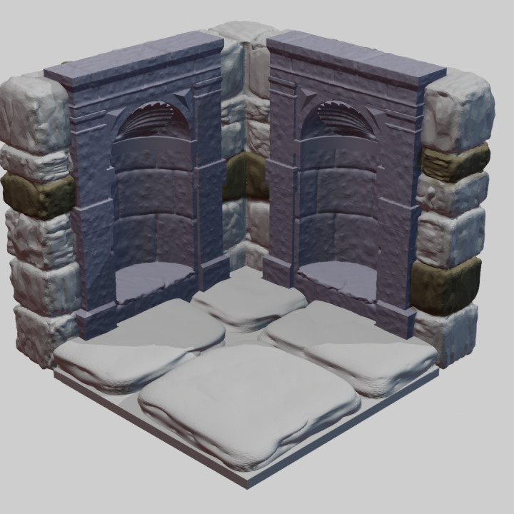 3D Printable Dungeon Stone - Wall on Tile: Corners (Full Set) by Devon ...