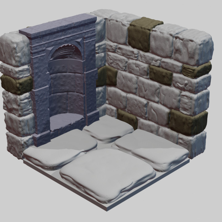 3D Printable Dungeon Stone - Wall on Tile: Corners (Full Set) by Devon ...