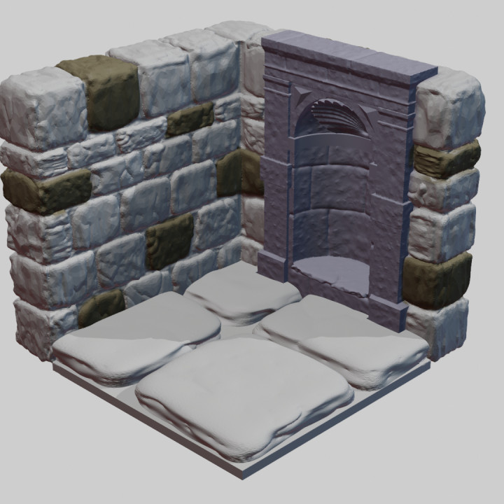 3D Printable Dungeon Stone - Wall on Tile: Corners (Full Set) by Devon ...