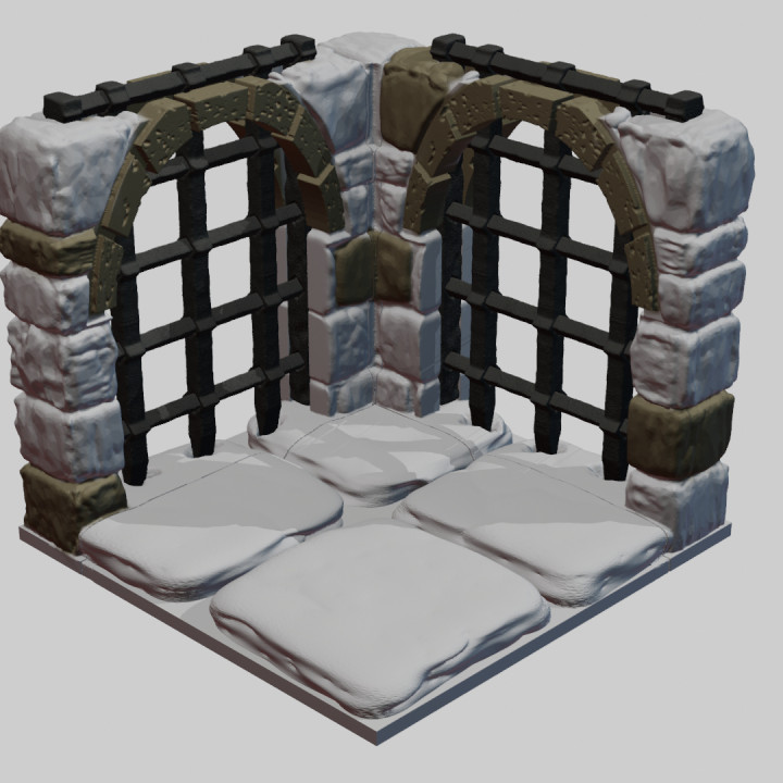 3D Printable Dungeon Stone - Wall on Tile: Corners (Full Set) by Devon ...