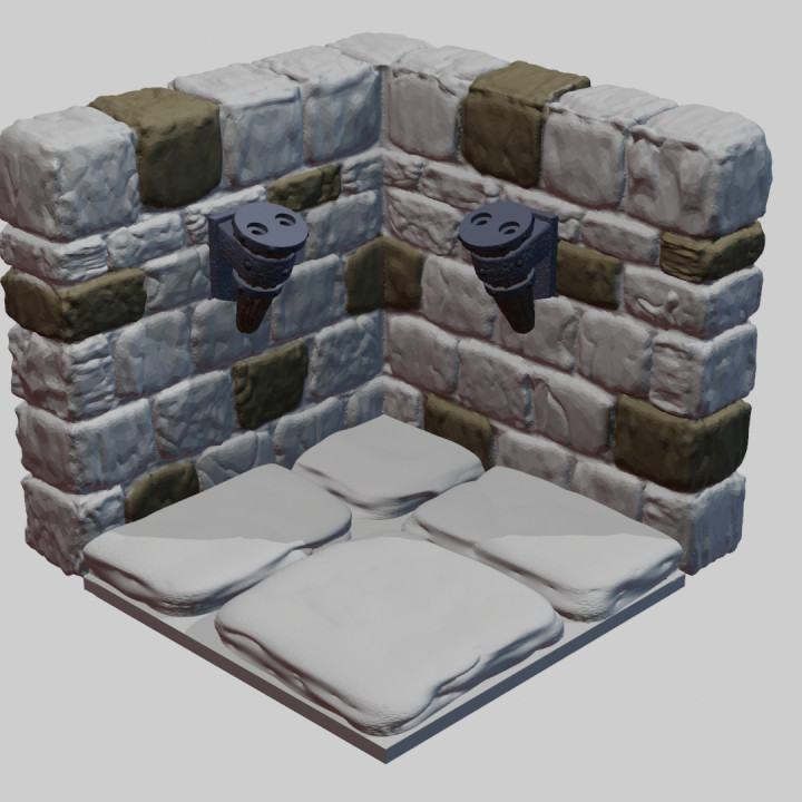 3D Printable Dungeon Stone - Wall on Tile: Corners (Full Set) by Devon ...