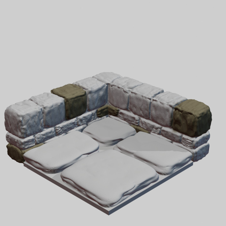 3D Printable Dungeon Stone - Wall on Tile: Corners (Full Set) by Devon ...