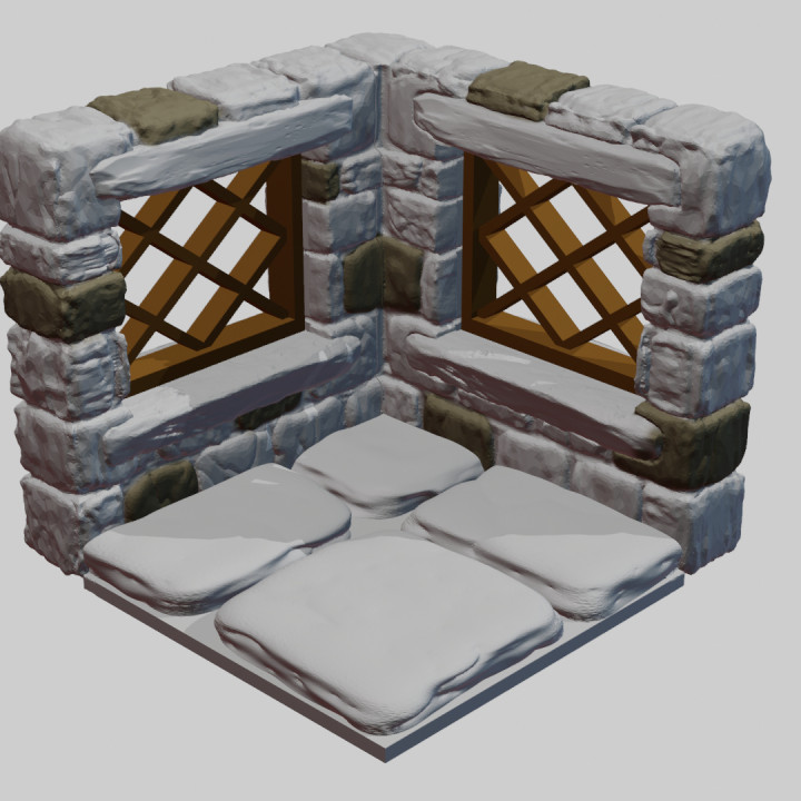 3D Printable Dungeon Stone - Wall on Tile: Corners (Full Set) by Devon ...