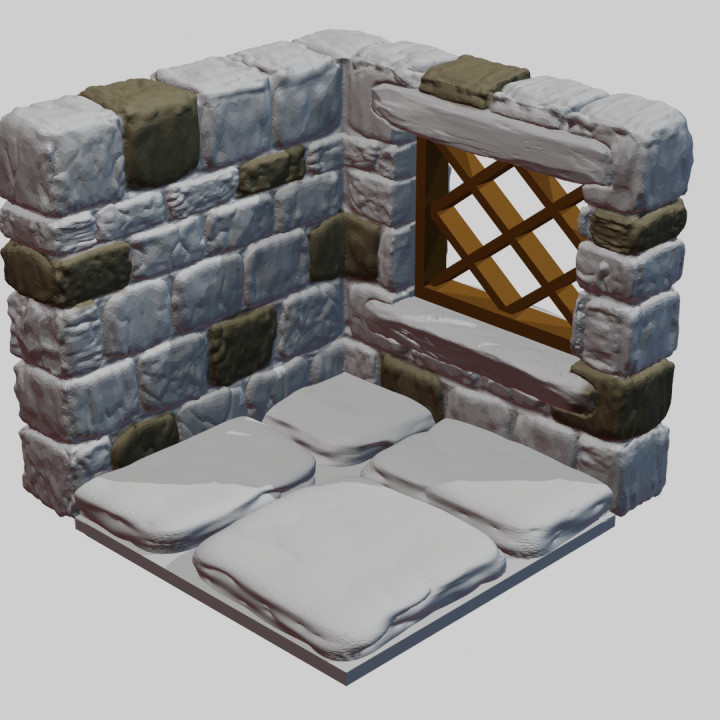 3D Printable Dungeon Stone - Wall on Tile: Corners (Full Set) by Devon ...