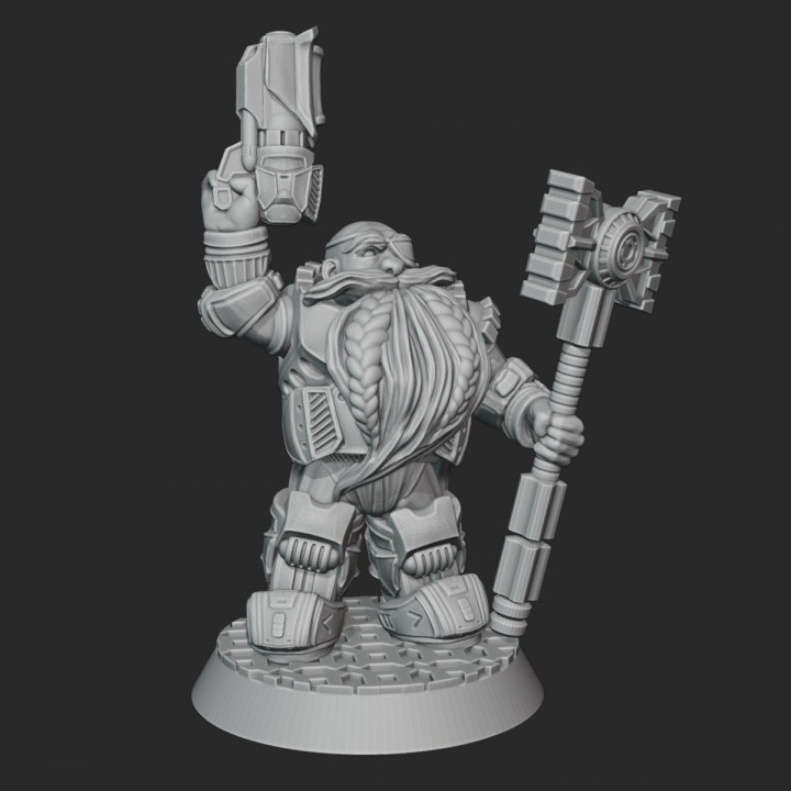 3D Printable Space Dwarf Leader - Arnurf Starhammer by TheSurrealFactory