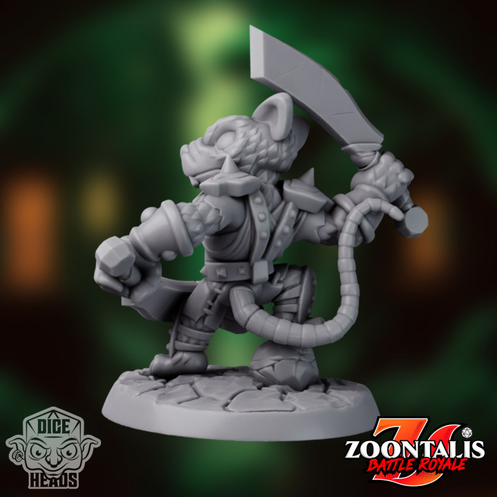 3D Printable Rat Fighter (pre-supported included) by Dice Heads
