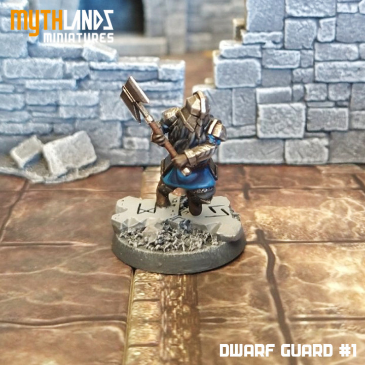 3D Printable 6x Dwarf Guards by Mythlands Miniatures