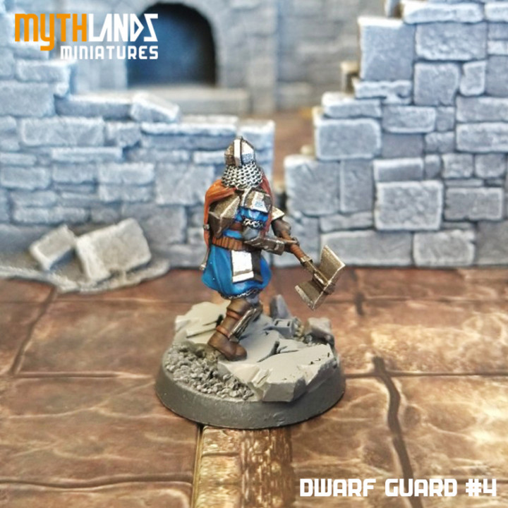 3D Printable 6x Dwarf Guards by Mythlands Miniatures