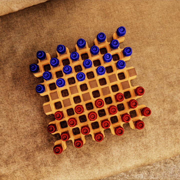3D Printable Checkers - Board Game by Lazy Bear