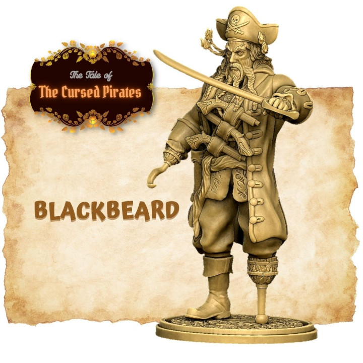 3D Printable Blackbeard Pirate Pre and Post Cursed Forms by MiniaturesCraze