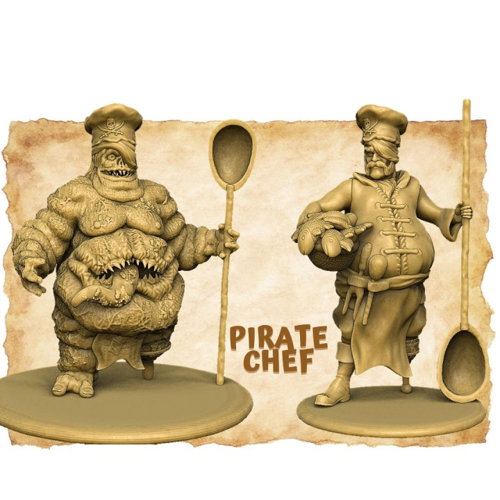 3D Printable Pirate Chef, pre and post curse forms by MiniaturesCraze