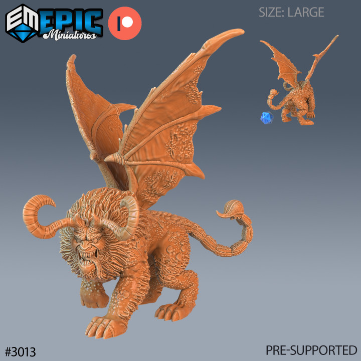 3D Printable Manticore Classic / Mythical Desert Beast / Winged Lion ...