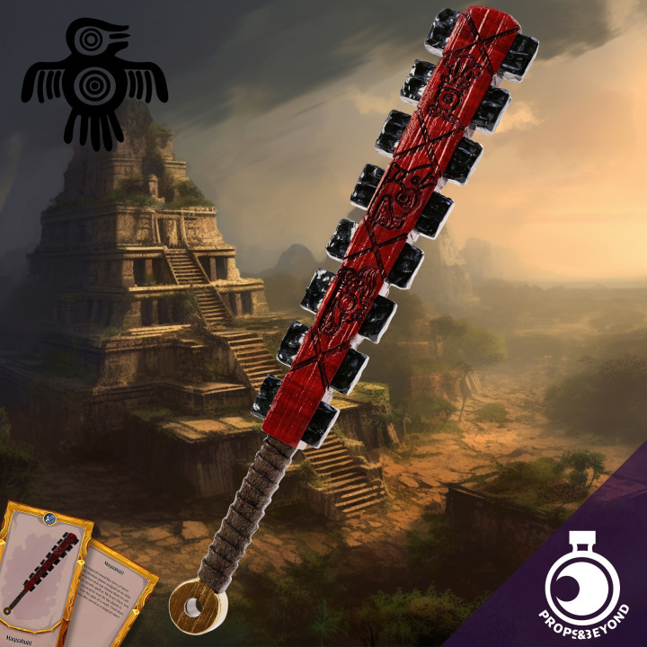 3D Printable Maquahuitl - Full Size Aztec Weapon by Props&Beyond