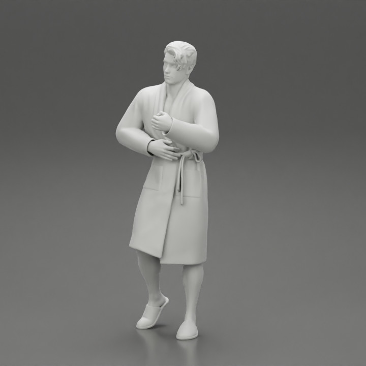 3D Printable man in bathrobe standing by 3DGeschaft Miniatures Figures