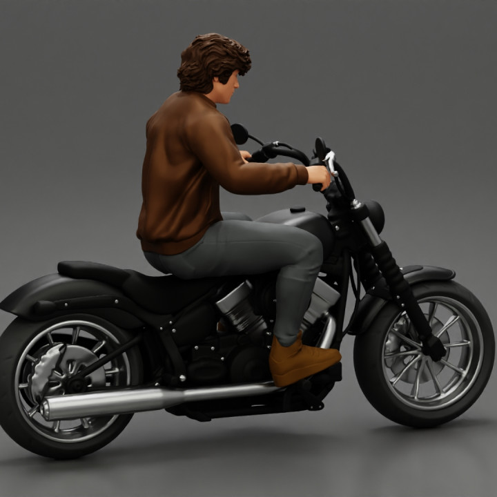 3D Printable Young man riding a motorbike by 3DGeschaft Miniatures Figures