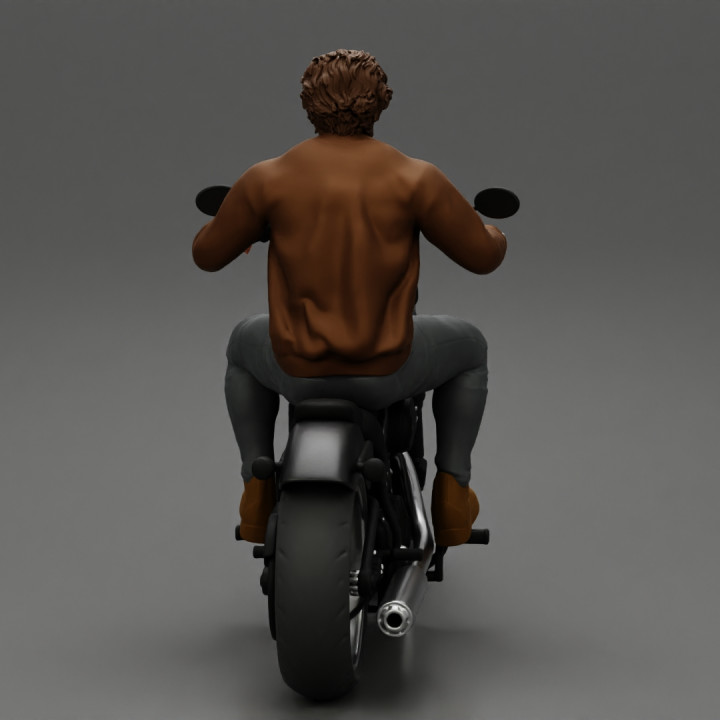 3D Printable Young man riding a motorbike by 3DGeschaft Miniatures Figures