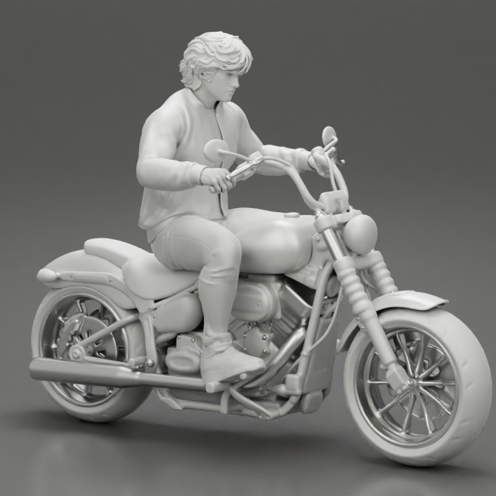3D Printable Young man riding a motorbike by 3DGeschaft Miniatures Figures