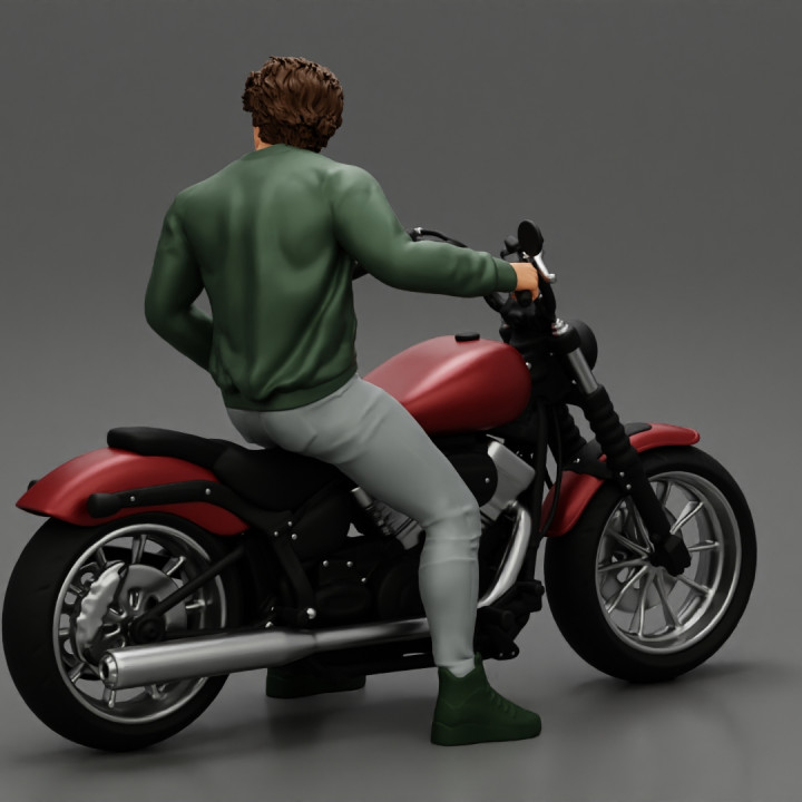 3D Printable Young man sitting on his motorbike by 3DGeschaft ...
