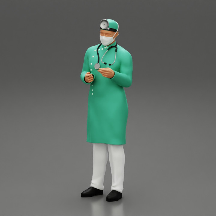 3D Printable Male Surgeon Doctor Standing in Hospital by 3DGeschaft ...