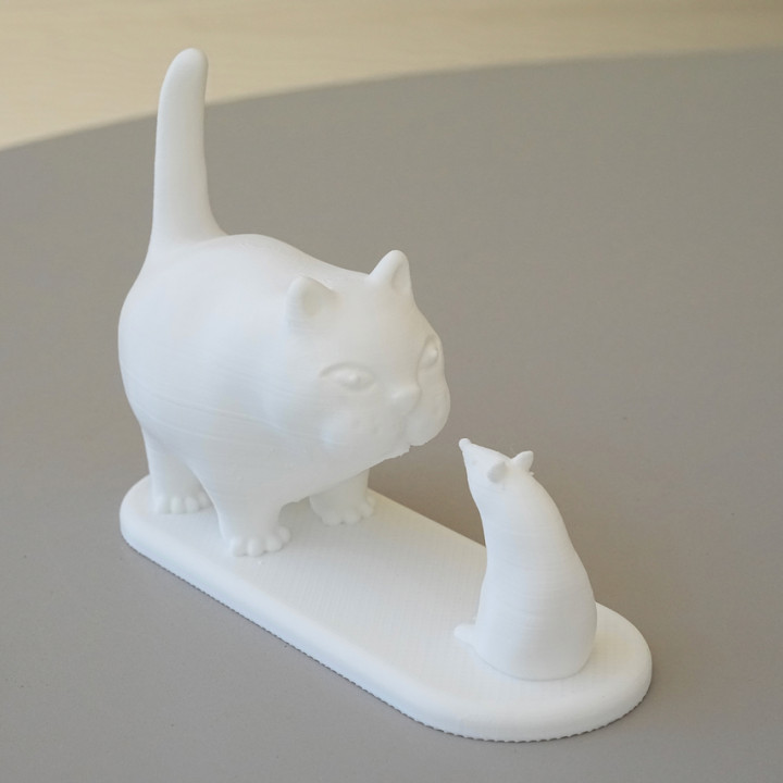 3D Printable Cat and mouse by Philippe Barreaud