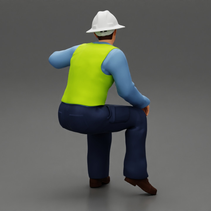 3D Printable Construction worker sitting relaxing after work by ...