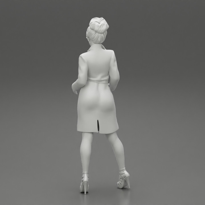 3D Printable Beautiful Woman in Trench Coat Posing by 3DGeschaft ...