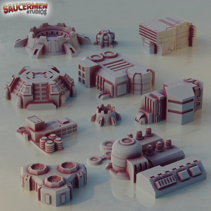 3D Printable 6mm Industrial Buildings BUNDLE by Saucermen Studios