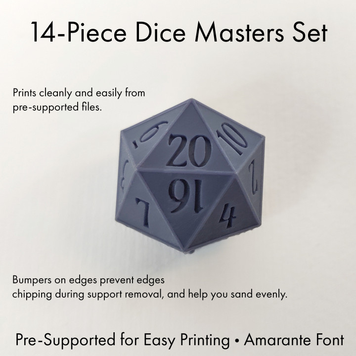 3D Printable Dice Masters Set - 14 Shapes - Amarante Font - Supports ...
