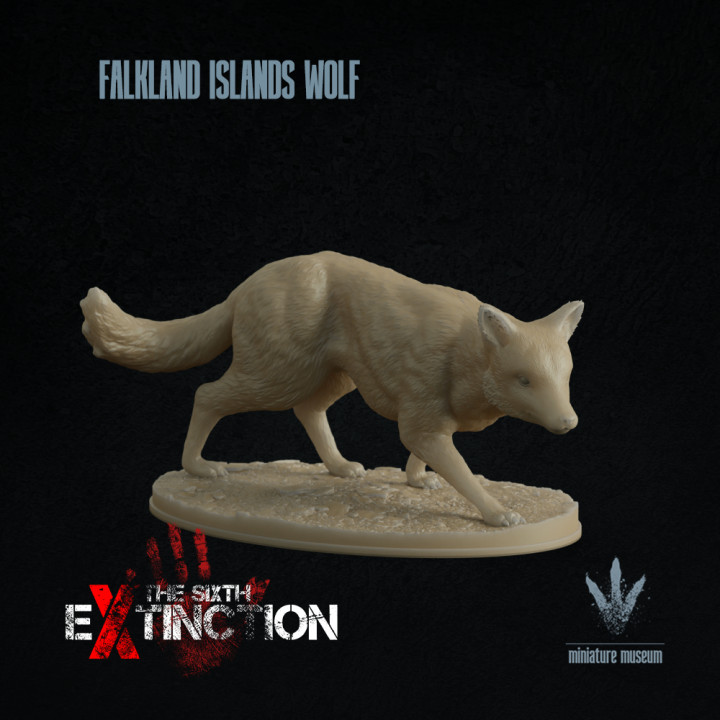3D Printable Falkland Islands wolf : Sneaking by Miniature Museum