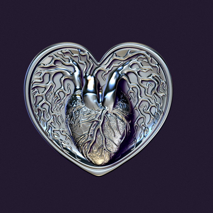 3D Printable HEART MEDALLION by Viktoriya Kabanova