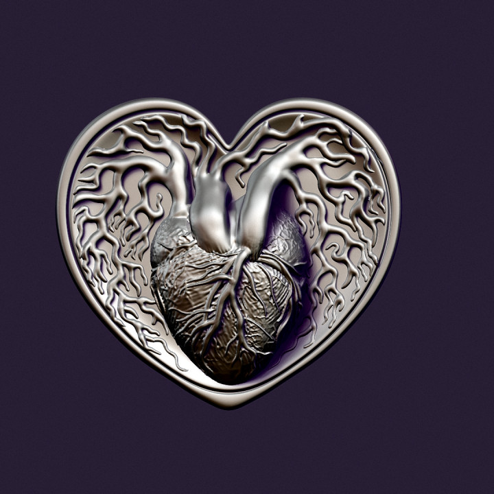 3D Printable HEART MEDALLION by Viktoriya Kabanova