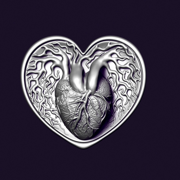 3D Printable HEART MEDALLION by Viktoriya Kabanova