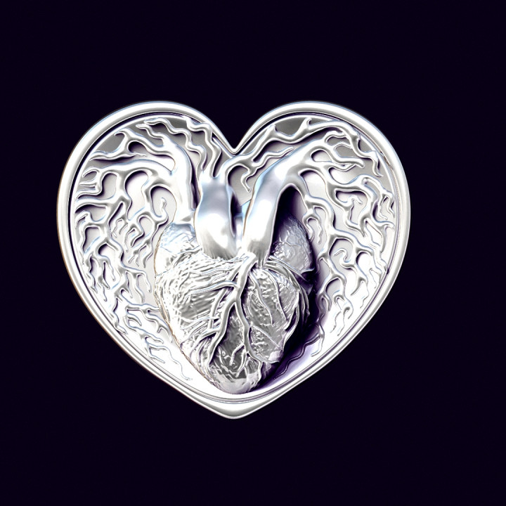 3D Printable HEART MEDALLION by Viktoriya Kabanova