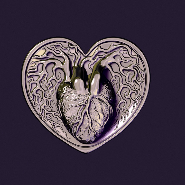 3D Printable HEART MEDALLION by Viktoriya Kabanova
