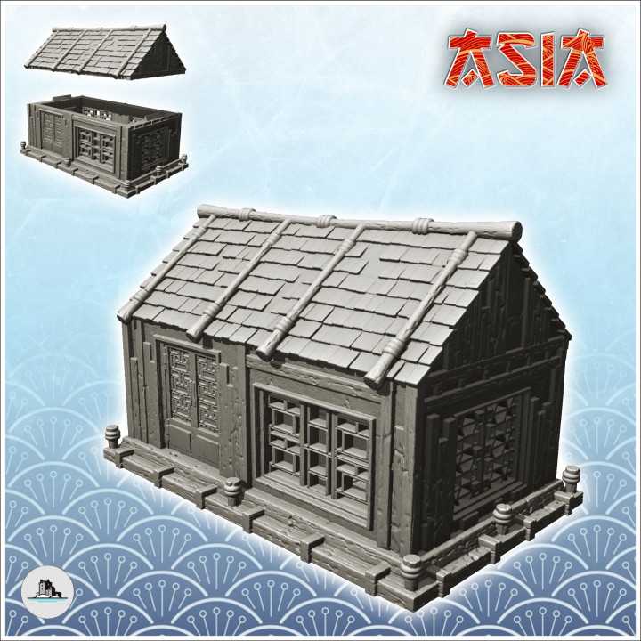 3D Printable Asian stone building with large windows (21) - Medieval ...