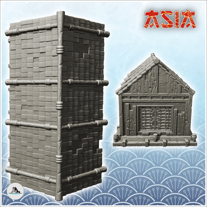 3D Printable Asian stone building with large windows (21) - Medieval ...