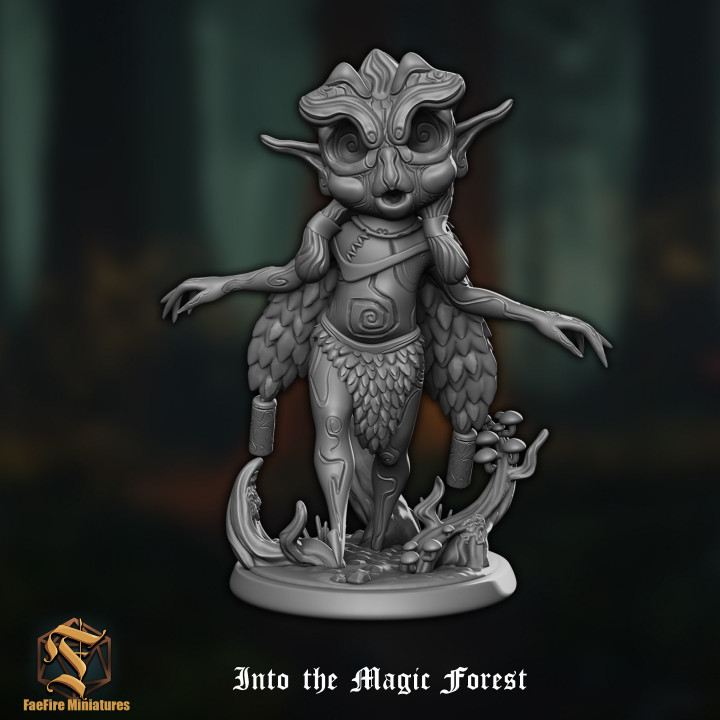 3D Printable Forest Spirits set 20mm Base by FaeFire Miniatures
