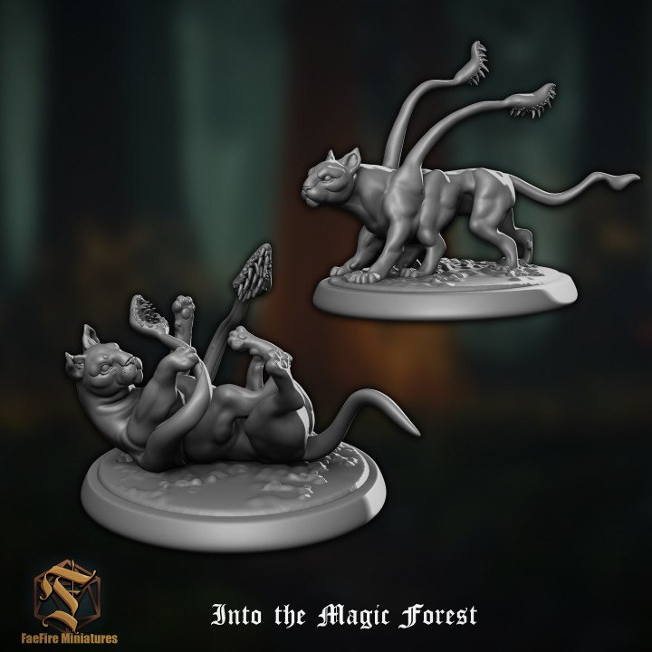 3D Printable Displacer Kittens set 2 models - 32 mm base by FaeFire ...