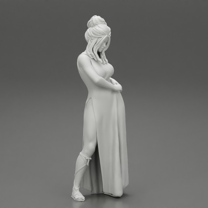 3D Printable Beautiful woman Wearing a High Slit Dress by 3DGeschaft ...