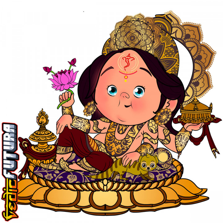 3D Printable Chibi Kubera - God of Prosperity [Easy Paint] by VedicFutura