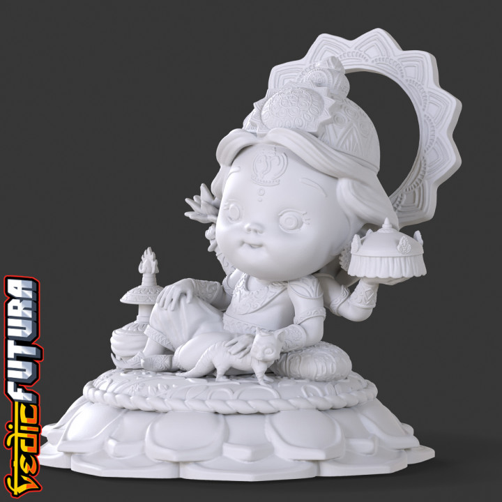 3D Printable Chibi Kubera - God of Prosperity [Easy Paint] by VedicFutura