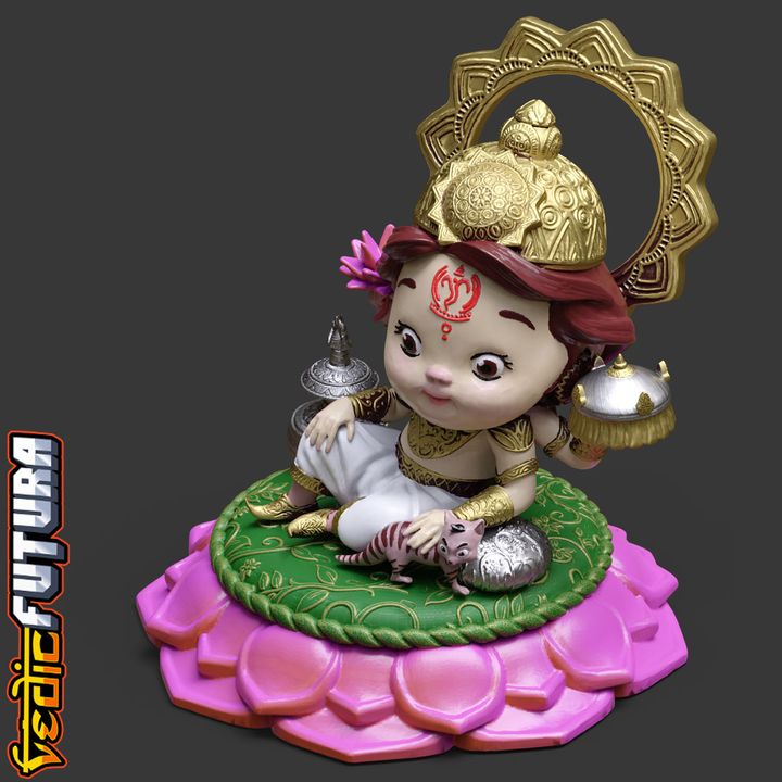 3D Printable Chibi Kubera - God of Prosperity [Easy Paint] by VedicFutura