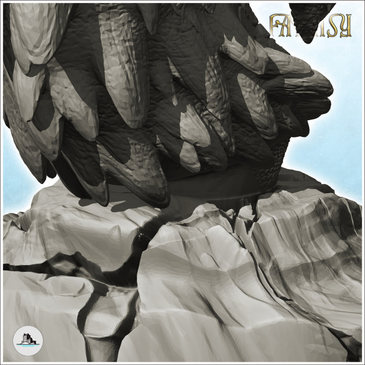 3D Printable Dragon head with double horns and scaled skin (4 ...