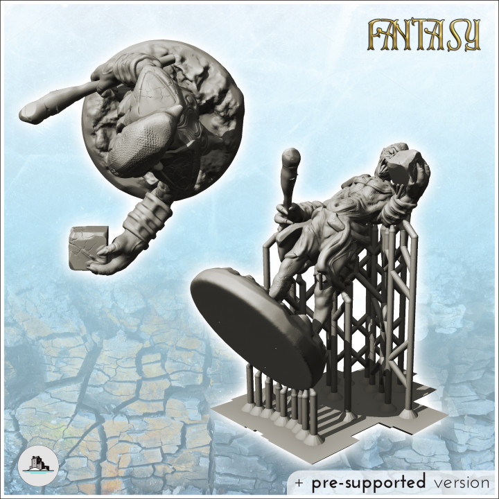 3D Printable Goblin shaman with wooden staff and magic stone (12 ...