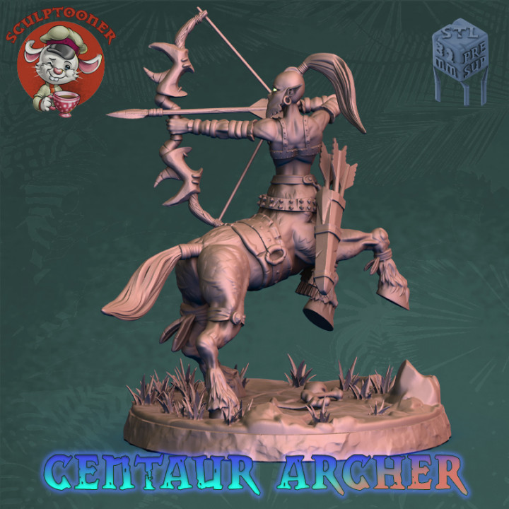 3D Printable Centaur Archer - jumping shot by SCULPTOONER