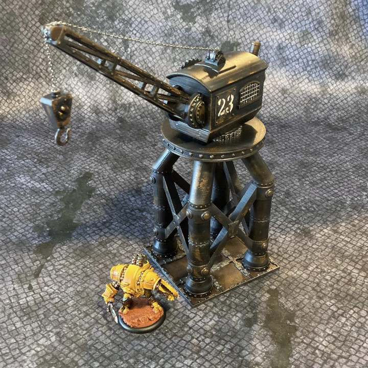3D Printable Bulldozer Terrain- steampunk docking crane by Tom Wiggins